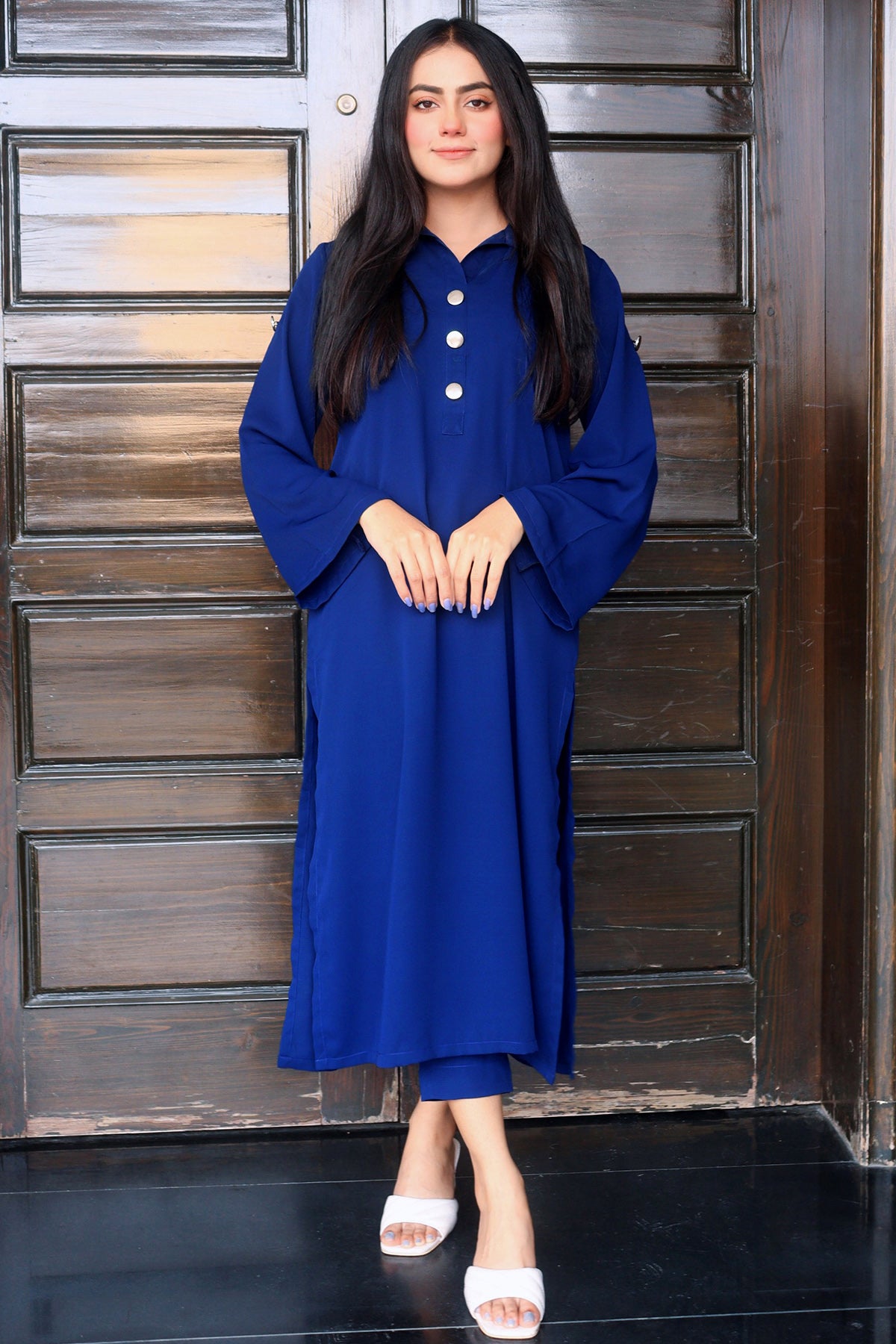 Navy Blue Collar Dress– Be Yourself